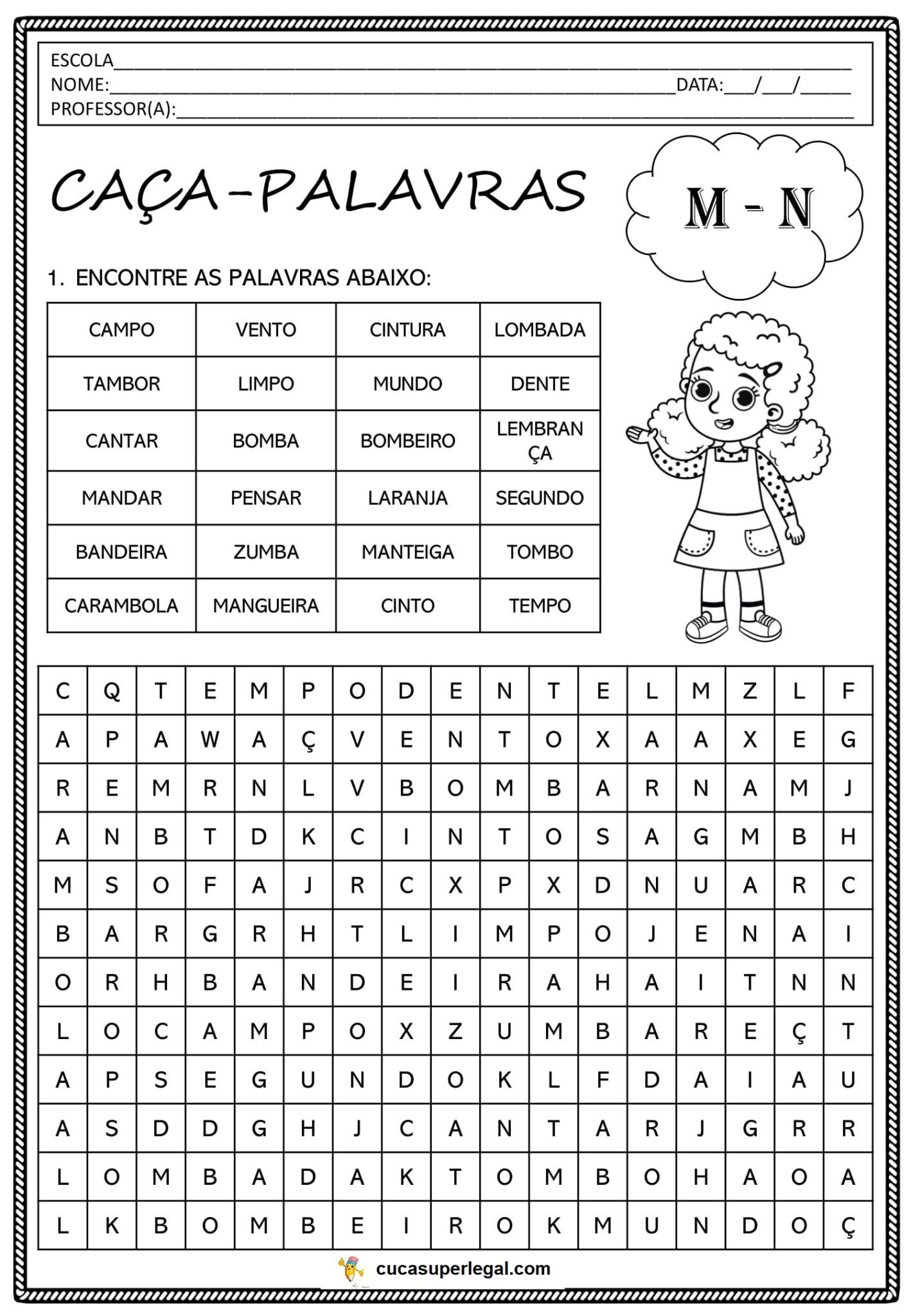 1º ao 5º ano - ATIVIDADADES DE ORTOGRAFIA M e N - Prof. Noninha